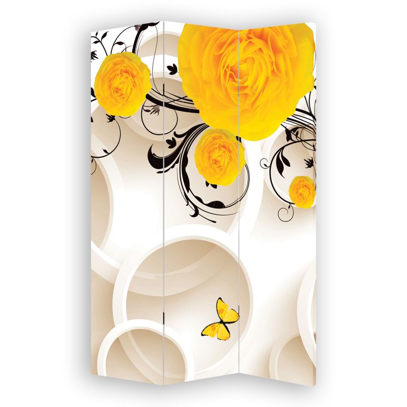 P9198 Decorative Screen Room divider 3D Yellow Flowers (3, 4, 5 or 6 ...